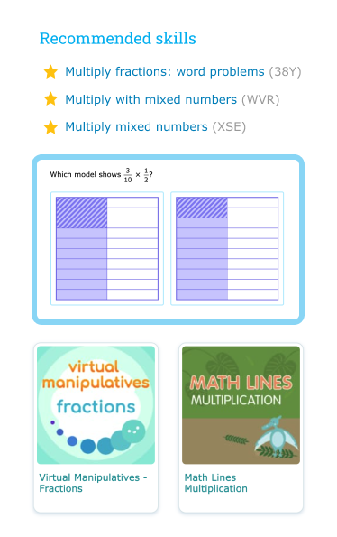 Custom skill recommendations for student 1.
