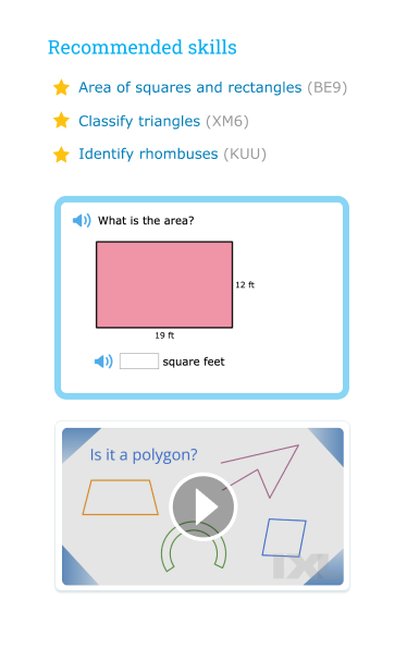 Custom skill recommendations for student 2.