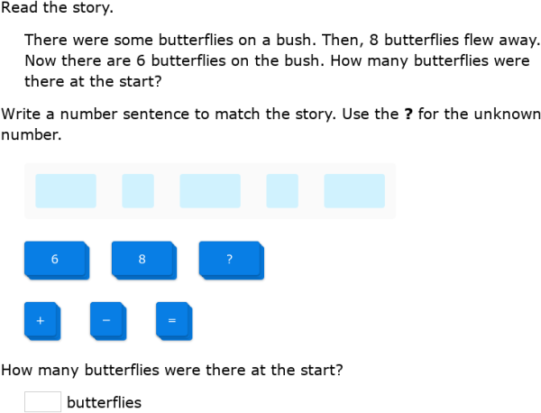 IXL | Write number sentences for word problems - up to 20 | 1st grade math