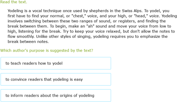 IXL | Identify the author's purpose | 7th grade language arts