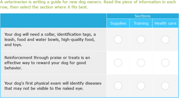 IXL | Organize information by topic | 8th grade language arts
