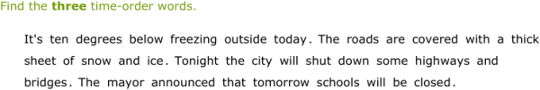 IXL | Identify time-order words | 3rd grade language arts