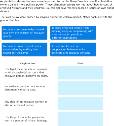 IXL | Southern Colonies: economy and slavery | 8th grade social studies