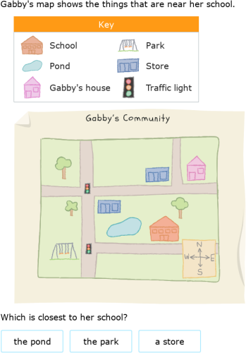 IXL | Use maps of the community | 1st grade social studies