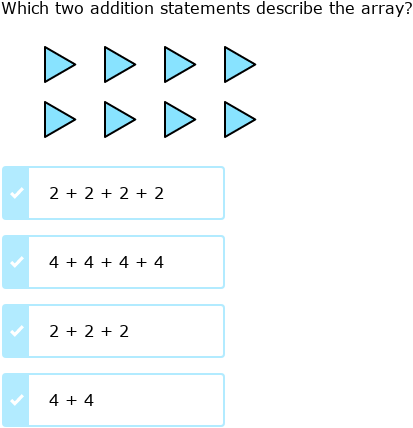 IXL | Identify repeated addition for arrays - sums to 10 | 2nd grade math
