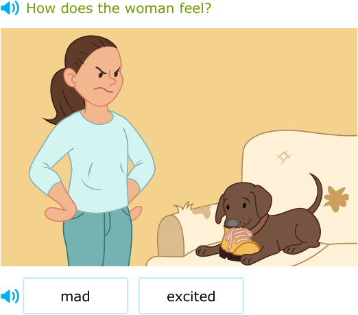 IXL | Which feeling matches the picture? | Pre-K language arts
