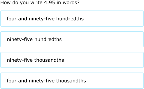 IXL | Word names for decimal numbers | 6th grade math
