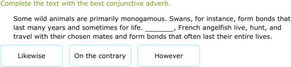 IXL | Transitions with conjunctive adverbs | 8th grade language arts