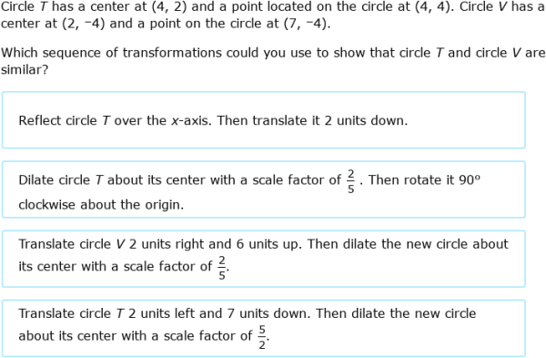 IXL - Checkpoint: Prove circles are similar (Geometry practice)