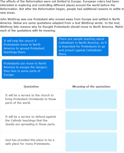 IXL | The Reformation | 8th grade social studies