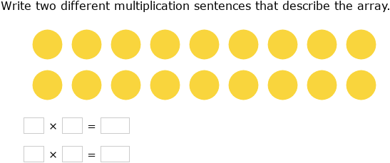 IXL | Write two multiplication sentences for an array | 3rd grade math
