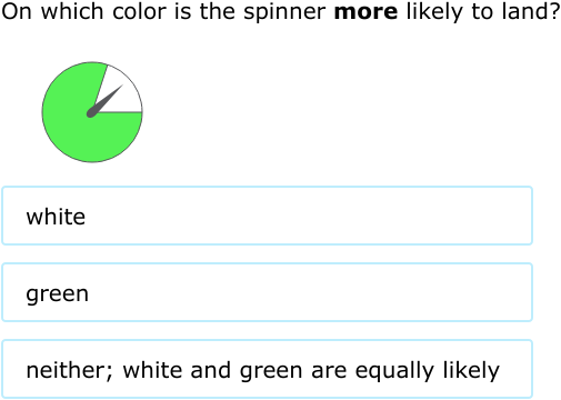 IXL | More, less, and equally likely | 1st grade math