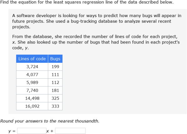 IXL - Find the equation of a regression line (Precalculus practice)