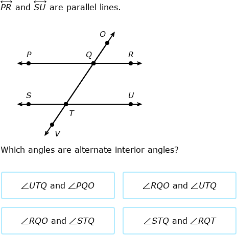 IXL | Identify consecutive and alternate interior angles | 8th grade math