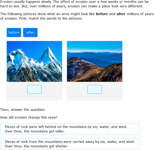 IXL | Changes to Earth's surface: erosion | 4th grade science