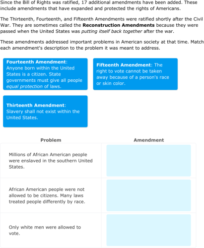 IXL | The Constitution: amendments | 6th grade social studies