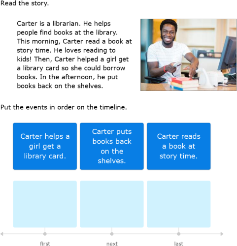 IXL | Introduction to timelines | 1st grade social studies