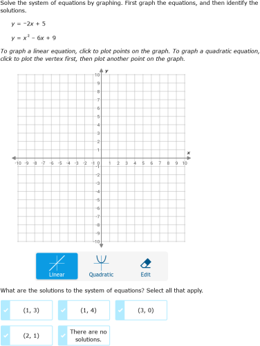 IXL - Solve a system of linear and quadratic equations by graphing ...
