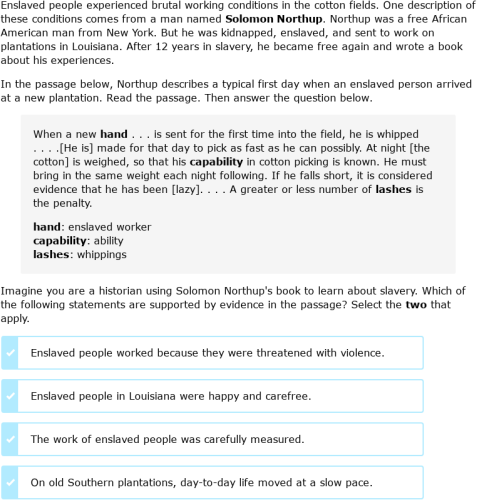 IXL | Slavery in the South | 7th grade social studies