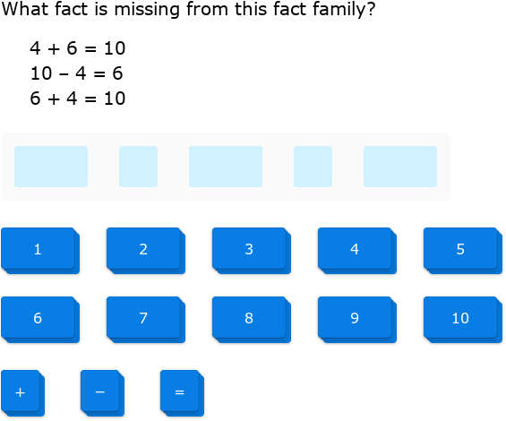 IXL | Fact families - up to 10 | 1st grade math