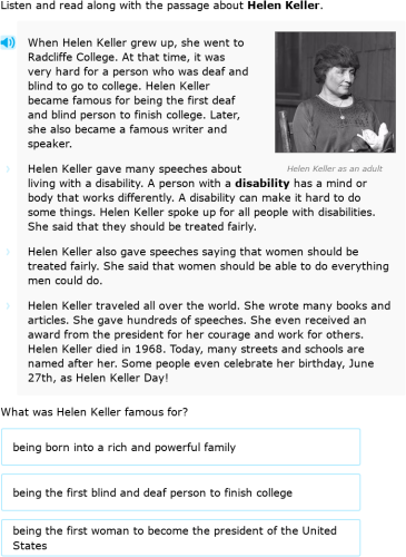 IXL | Helen Keller | 1st grade social studies