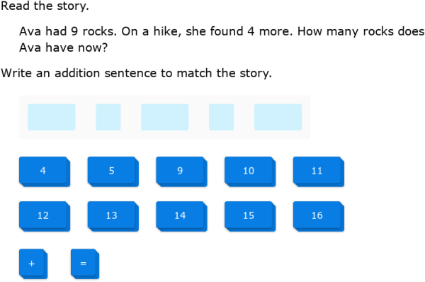 IXL | Addition sentences for word problems - sums up to 20 | 1st grade math