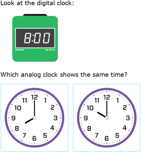 IXL | Match analog and digital clocks: to the half hour | 1st grade math