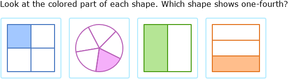 IXL | Identify a half, a third, and a fourth | 2nd grade math