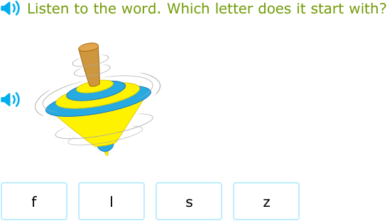 IXL | Which letter does the word start with? | 1st grade language arts