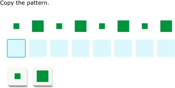 IXL | Size patterns | Kindergarten math