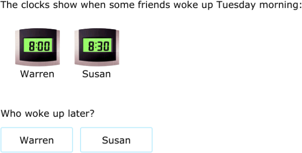 IXL | Compare clocks | 1st grade math