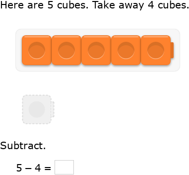 IXL | Subtract with cubes - up to 5 | 1st grade math