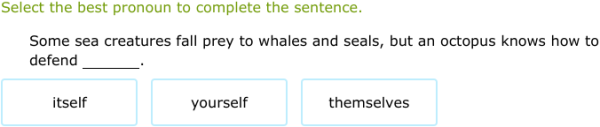 IXL | Choose between personal and reflexive pronouns | 5th grade ...