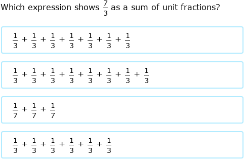 IXL | Write an improper fraction as a sum of unit fractions | 4th grade ...