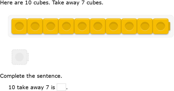 IXL | Take away cubes - numbers up to 10 | Kindergarten math