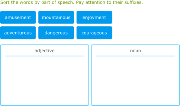 IXL | Sort words with shared suffixes by part of speech | 3rd grade ...