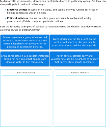 IXL - Government and politics (Civics & government practice)