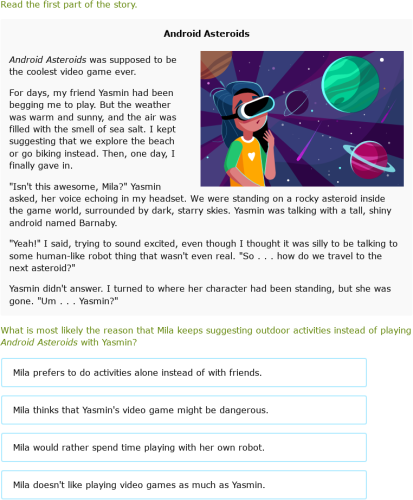 IXL | Read science fiction with illustrations | 4th grade language arts