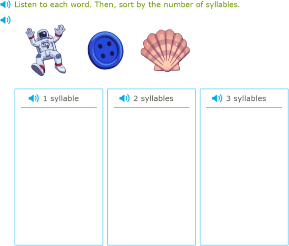 IXL | Sort by the number of syllables | 1st grade language arts