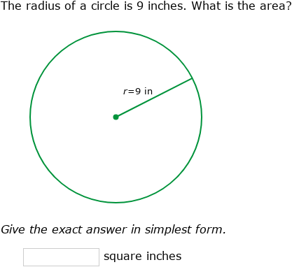 IXL | Area of circles: exact values | 7th grade math