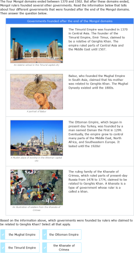 IXL | The Mongol Empire | 8th grade social studies