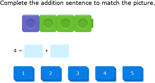 IXL | Take apart numbers up to 5 - addition sentences | Kindergarten math