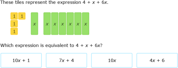 IXL | Identify equivalent linear expressions using algebra tiles | 7th ...