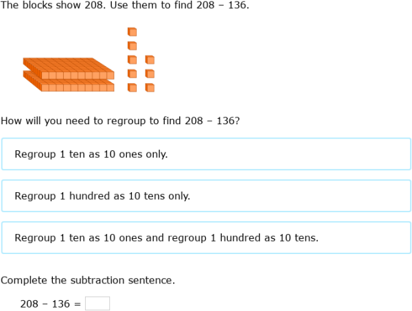 IXL Use Models To Subtract From Three digit Numbers With Zeros With 
