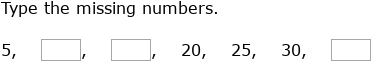 IXL | Skip-counting sequences: count by fives | 2nd grade math
