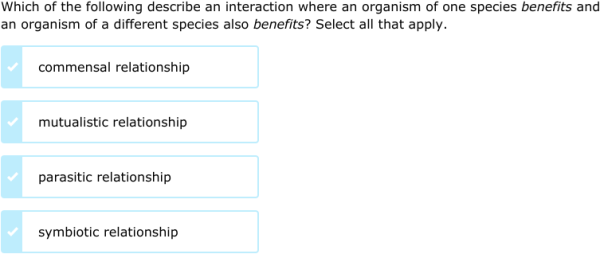 IXL | Classify symbiotic relationships | 6th grade science
