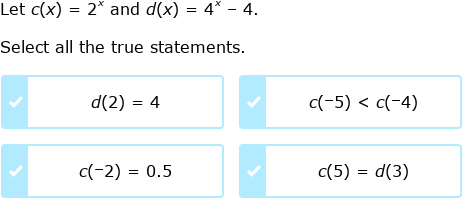 IXL - Checkpoint: Evaluate and compare functions (Algebra 1 practice)