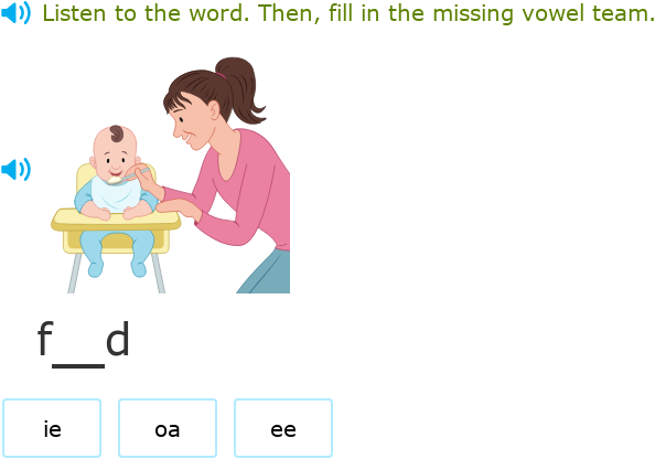 IXL | Complete the word with the right vowel team | 1st grade language arts