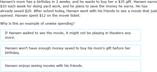 IXL | Planned and unplanned spending decisions | 3rd grade math