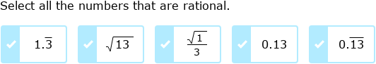 IXL | Checkpoint: Rational and irrational numbers | 8th grade math